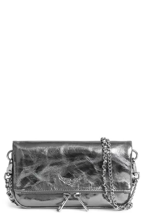 Zadig&Voltaire Nano Rock Metallic Clutch - Gun