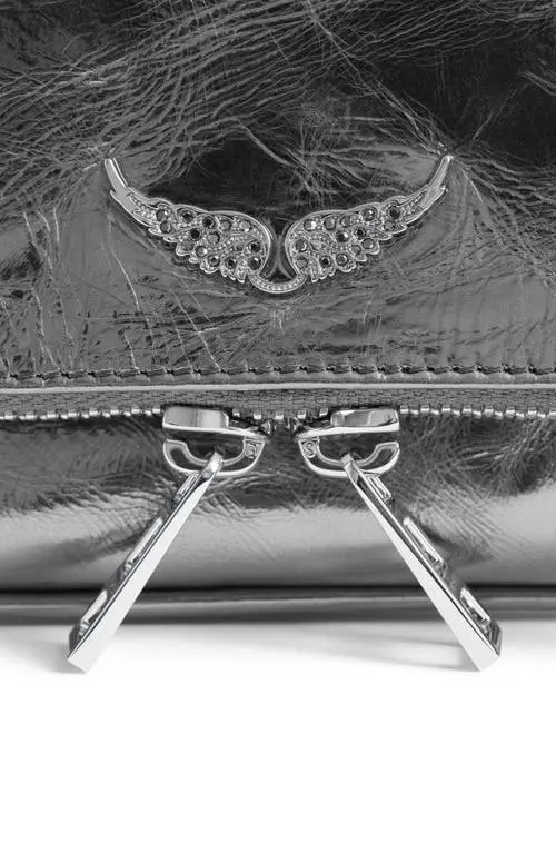 Zadig&Voltaire Nano Rock Metallic Clutch - Gun