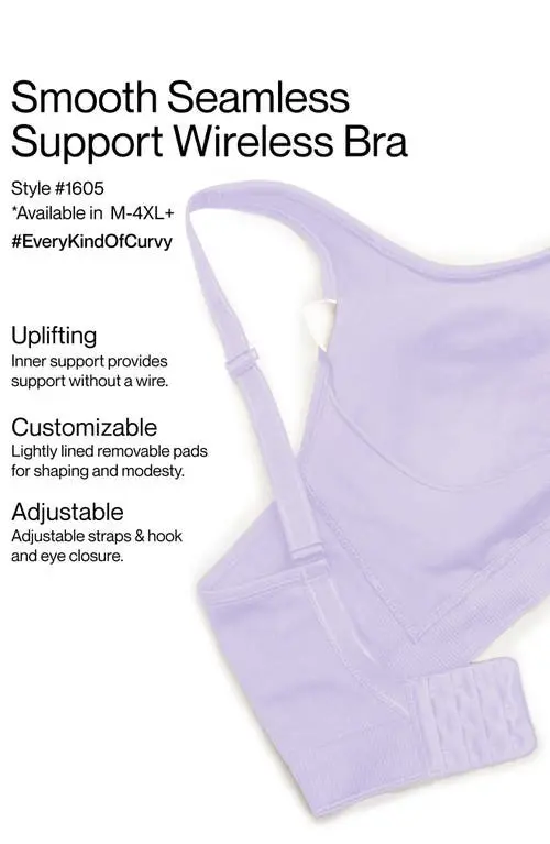 CURVY COUTURE Smooth Seamless Wireless Sports Bra - Lavender Mist