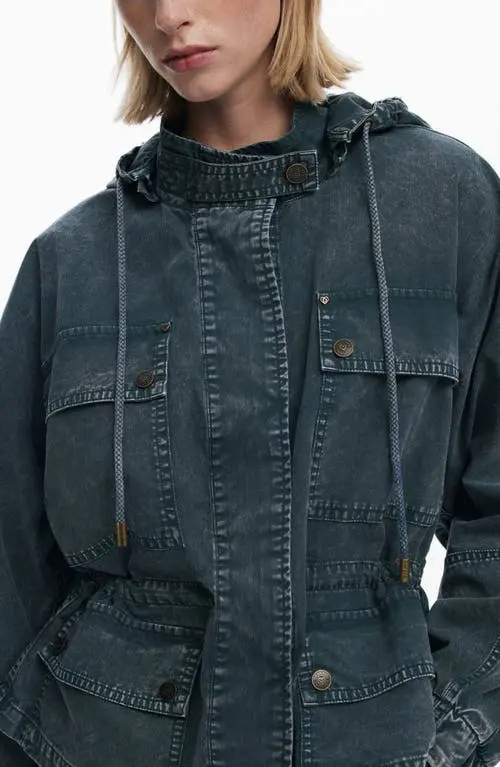 Desigual Hooded Denim Parka Jacket