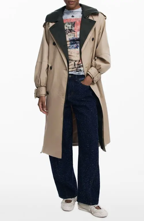 Desigual Double-lapel Cotton-lyocell Trench Coat