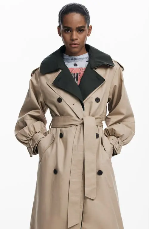 Desigual Double-lapel Cotton-lyocell Trench Coat