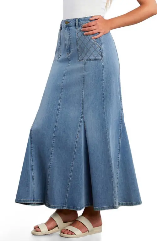 WASH LAB DENIM Denim Maxi Skirt - Cheer Blue