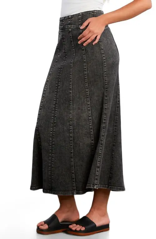 WASH LAB DENIM Denim Midi Skirt - Soft Grey