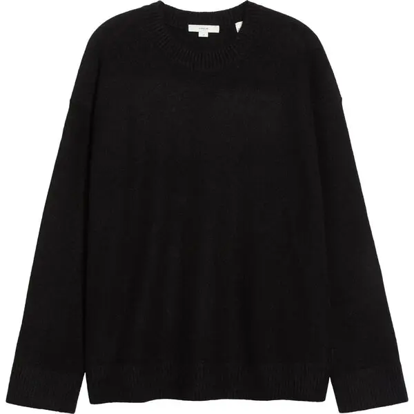Vince Boiled Cashmere Crewneck Sweater - Black