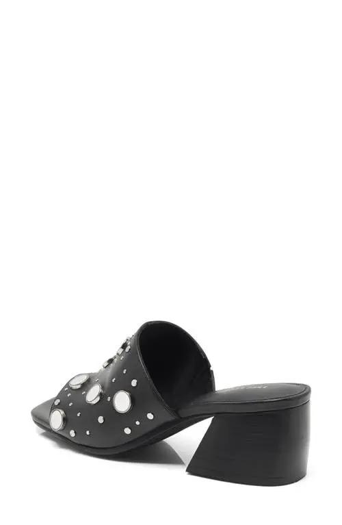 Free People Mirage Studded Block Heel Sandals - Black Leather