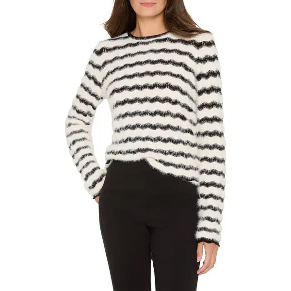 NIC+ZOE Striped Pointelle Stitch Sweater