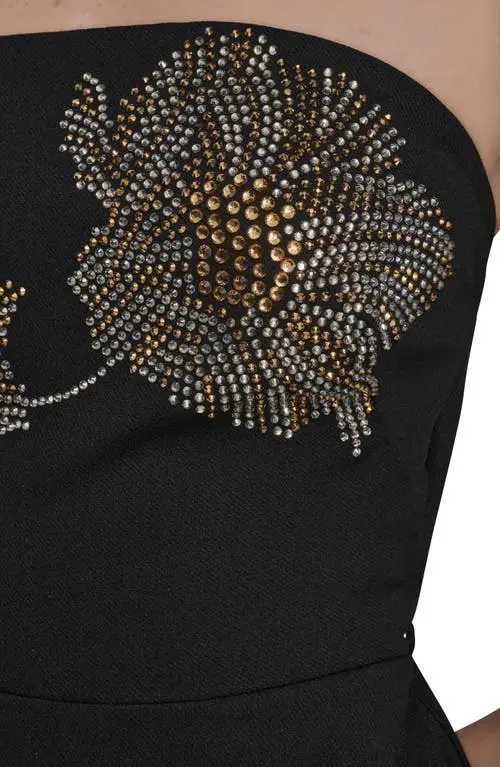 Donna Karan New York Beaded Floral Strapless Gown