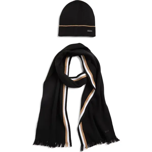 BOSS Henzo Beanie & Scarf Set - Black