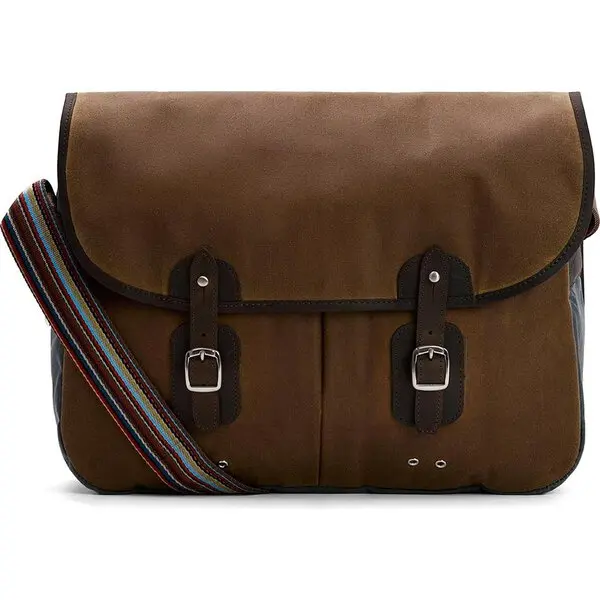 Barbour X Paul Smith Tarras Waxed Cotton Messenger Bag - Tan