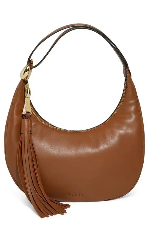 AIMEE Bloom Bean Bag Leather Moon Bag - Chestnut