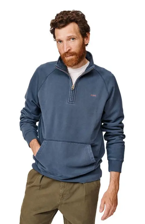 AUBIN Provost Zip Neck Sweatshirt - Navy
