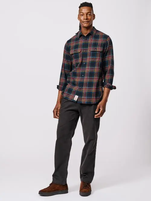 AUBIN Crowle Button Up Flannel Shirt - Black Check