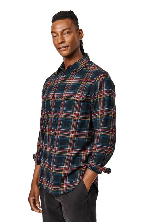 AUBIN Crowle Button Up Flannel Shirt - Black Check