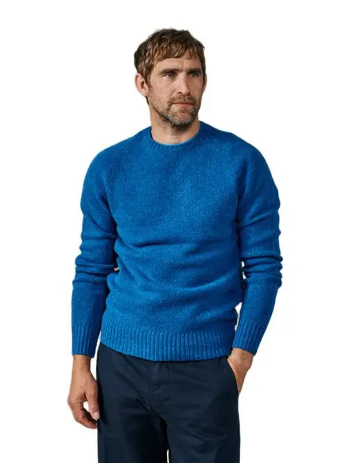 Aubin Prestwick Shetland Crew Neck Sweater - Cobalt