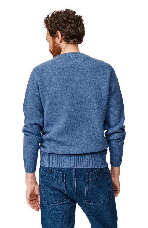 Aubin Prestwick Shetland Crew Neck Sweater - Mid Blue