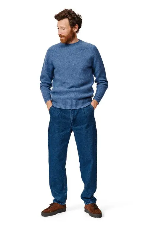 Aubin Prestwick Shetland Crew Neck Sweater - Mid Blue