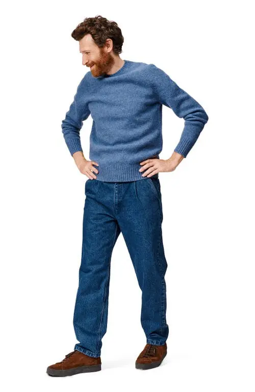 Aubin Prestwick Shetland Crew Neck Sweater - Mid Blue