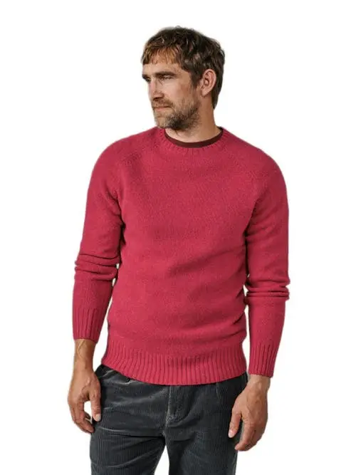 Aubin Prestwick Shetland Crew Neck Sweater - Rouge