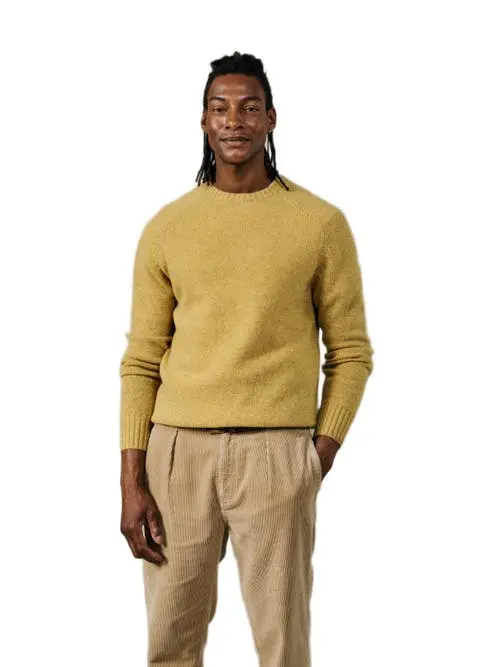 Aubin Prestwick Shetland Crew Neck Sweater - Turmeric