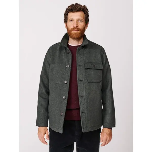 AUBIN Nettleham Shirt Jacket - Green Herringbone