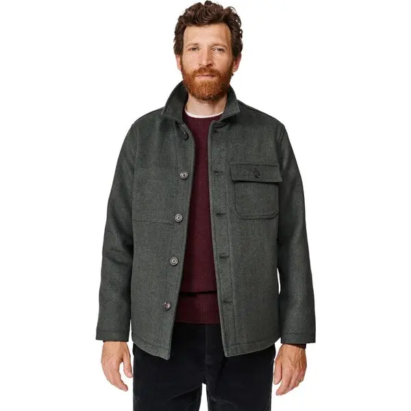 AUBIN Nettleham Shirt Jacket - Green Herringbone