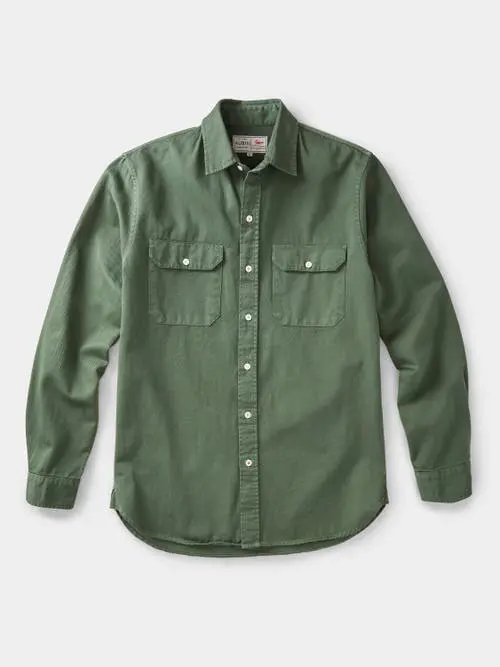 AUBIN Normanby Button Up Shirt - Dark Khaki