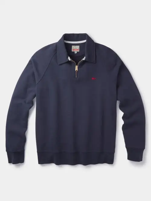 AUBIN Dunster Zip Neck Sweatshirt - Navy