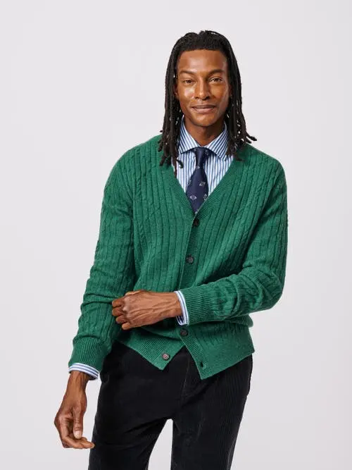 AUBIN Leonard Wool Cable Knit Cardigan