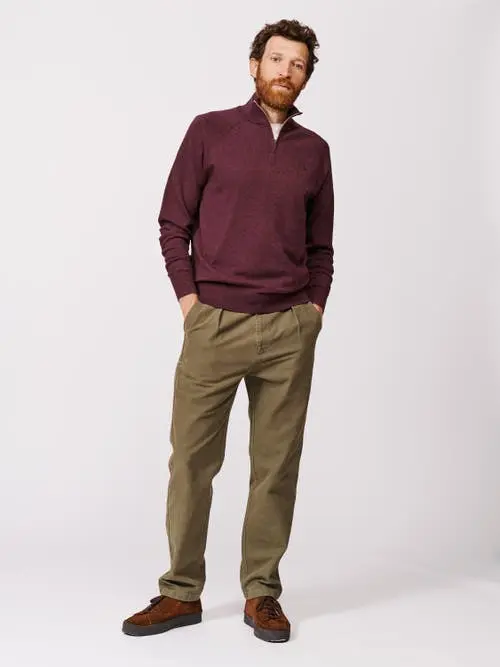 AUBIN Bonby Zip Neck Sweater - Bordeaux