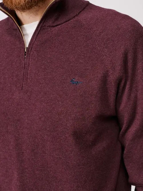 AUBIN Bonby Zip Neck Sweater - Bordeaux