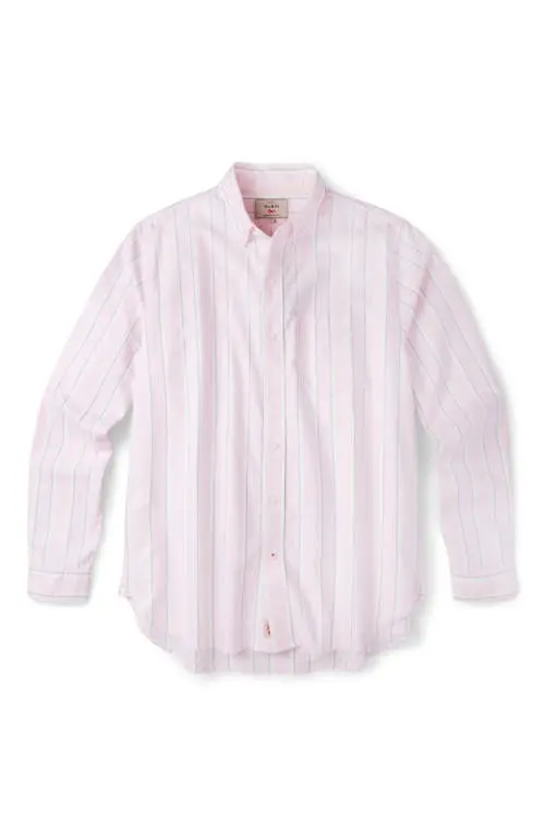 AUBIN Aldridge Oxford Button Down Shirt - Pink/yellow/khaki Stripe