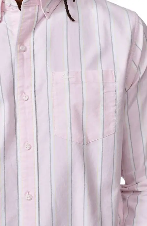 AUBIN Aldridge Oxford Button Down Shirt - Pink/yellow/khaki Stripe