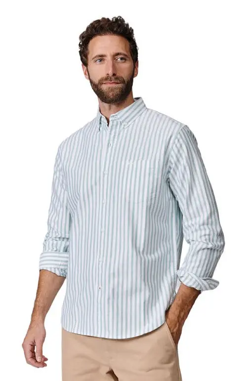 Aubin Aldridge Oxford Button Down Shirt - Thin Green Stripe