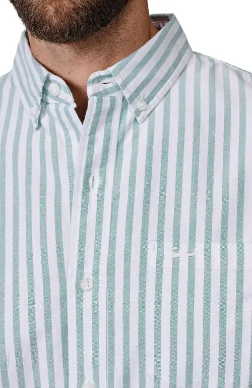 Aubin Aldridge Oxford Button Down Shirt - Thin Green Stripe