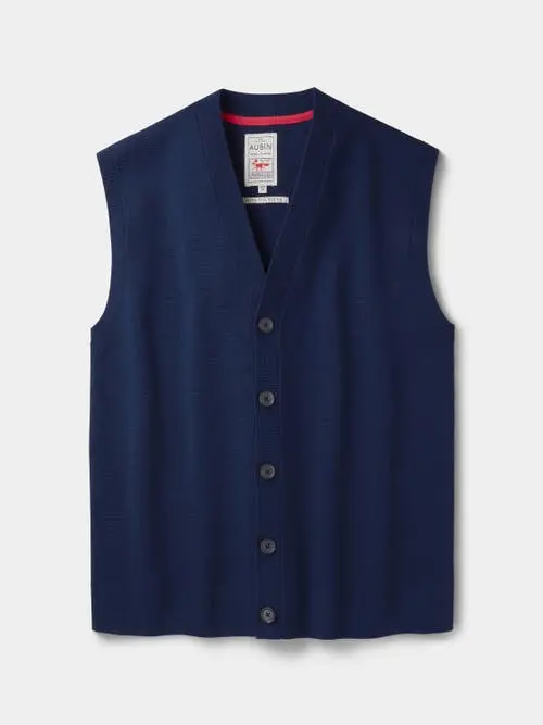 AUBIN Portman 100% Wool Waistcoat - Navy