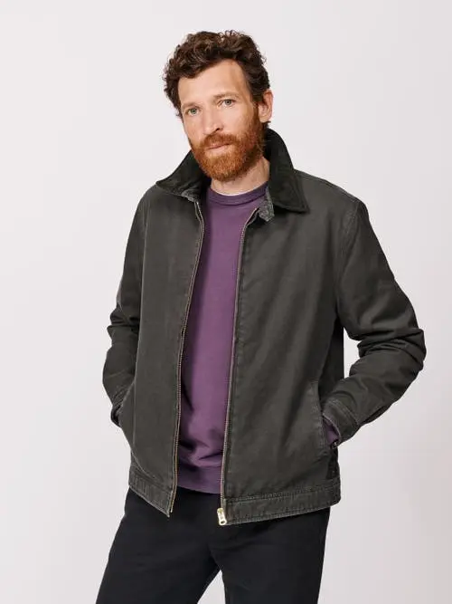 AUBIN Newland Canvas Harrington Utility Jacket - Washed Black