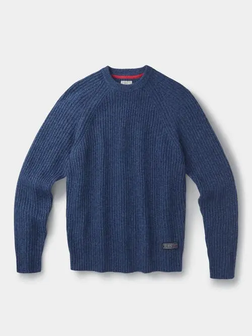AUBIN Ray Fisherman Rib Crew Neck Sweater - Blue Mix