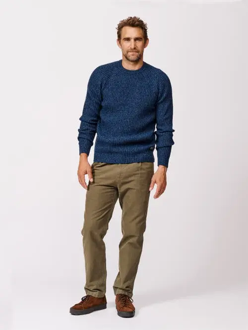 AUBIN Ray Fisherman Rib Crew Neck Sweater - Blue Mix