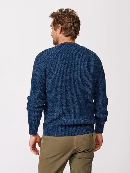 AUBIN Ray Fisherman Rib Crew Neck Sweater - Blue Mix