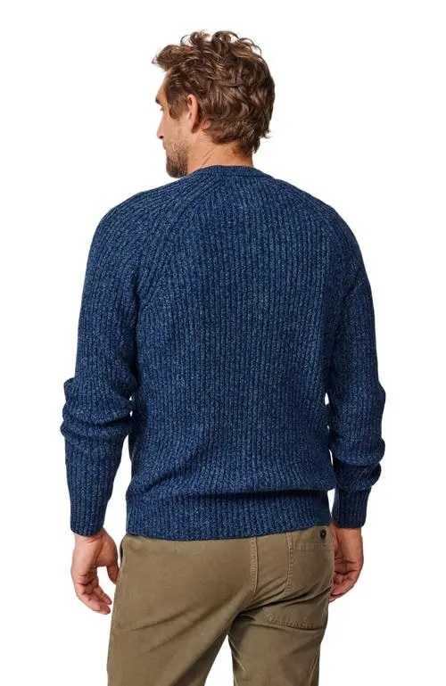 AUBIN Ray Fisherman Rib Crew Neck Sweater - Blue Mix