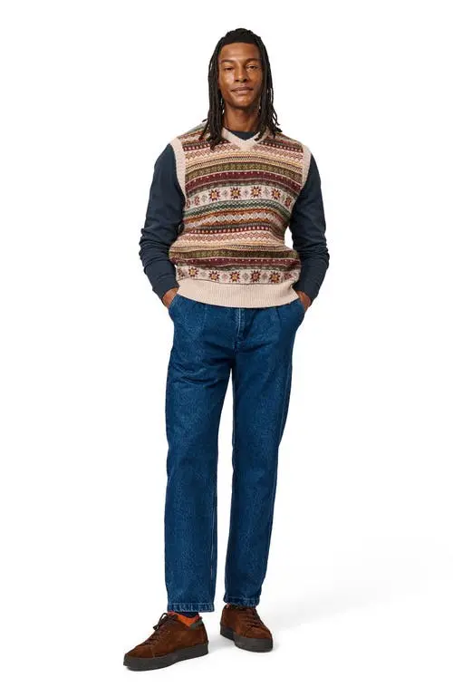 AUBIN Fair Isle Wool Knit Slipover Vest