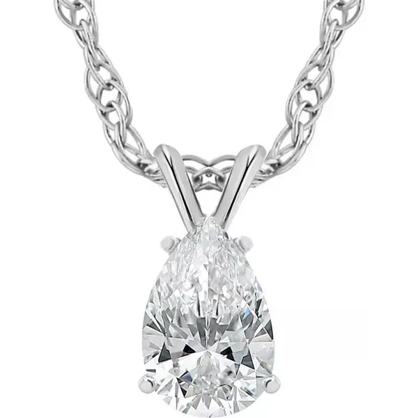 BLISS DIAMOND 1ct Pear Solitaire Lab Grown Diamond Pendant Necklace 14k Gold - 14k White Gold