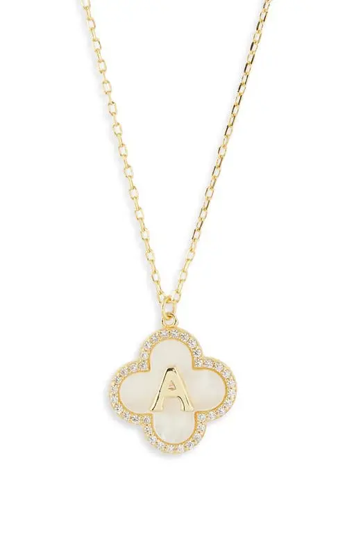 Argento Vivo Clover Mother-of-pearl Initial Pendant Necklace - Gold - A