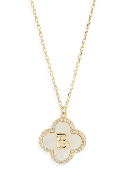 Argento Vivo Clover Mother-of-pearl Initial Pendant Necklace - Gold - B
