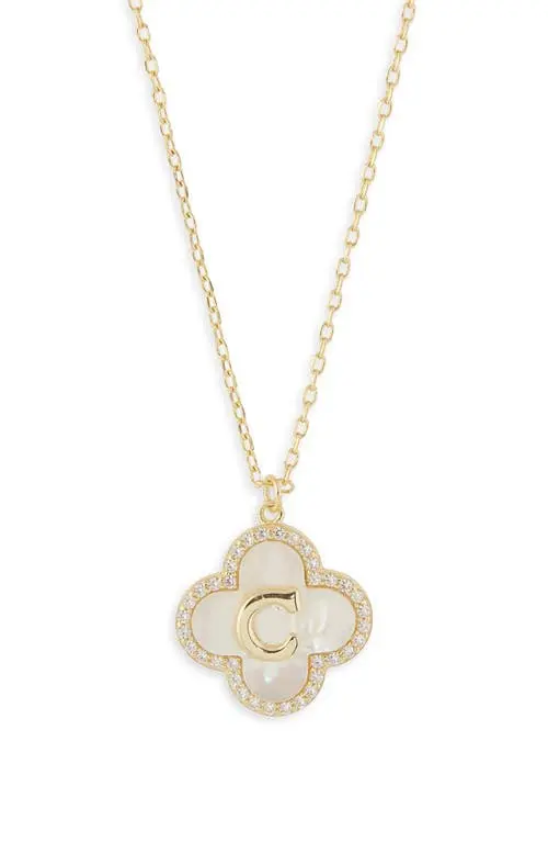 Argento Vivo Clover Mother-of-pearl Initial Pendant Necklace - Gold - C