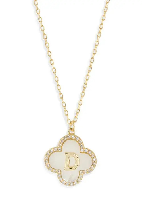 Argento Vivo Clover Mother-of-pearl Initial Pendant Necklace - Gold - D