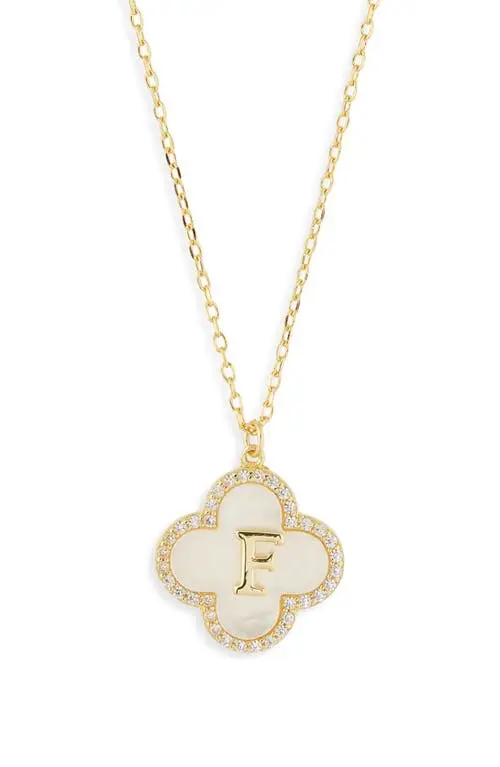Argento Vivo Clover Mother-of-pearl Initial Pendant Necklace - Gold - F