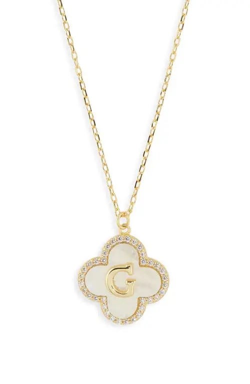 Argento Vivo Clover Mother-of-pearl Initial Pendant Necklace - Gold - G