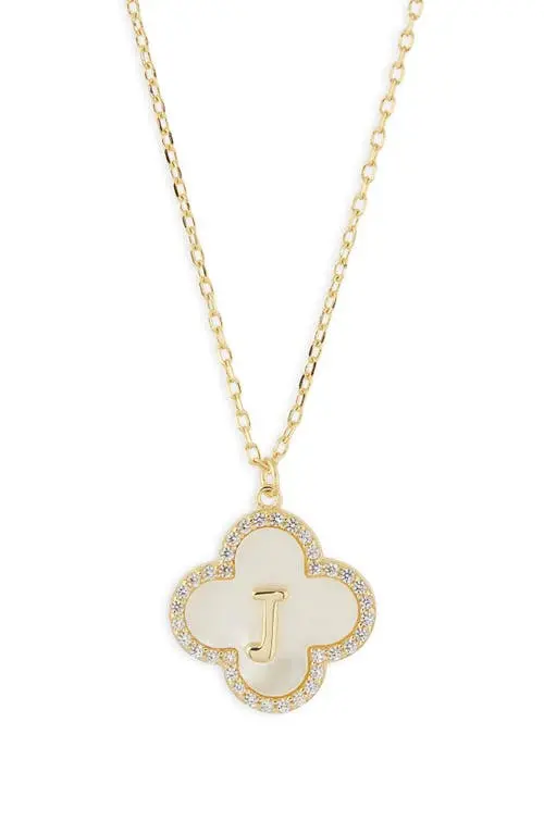 Argento Vivo Clover Mother-of-pearl Initial Pendant Necklace - Gold - J